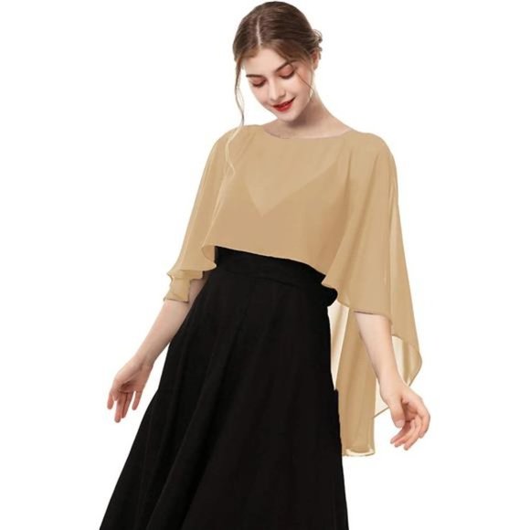 Accessories | Chiffon Cape Shawls For Evening Dress Gold | Poshmark
